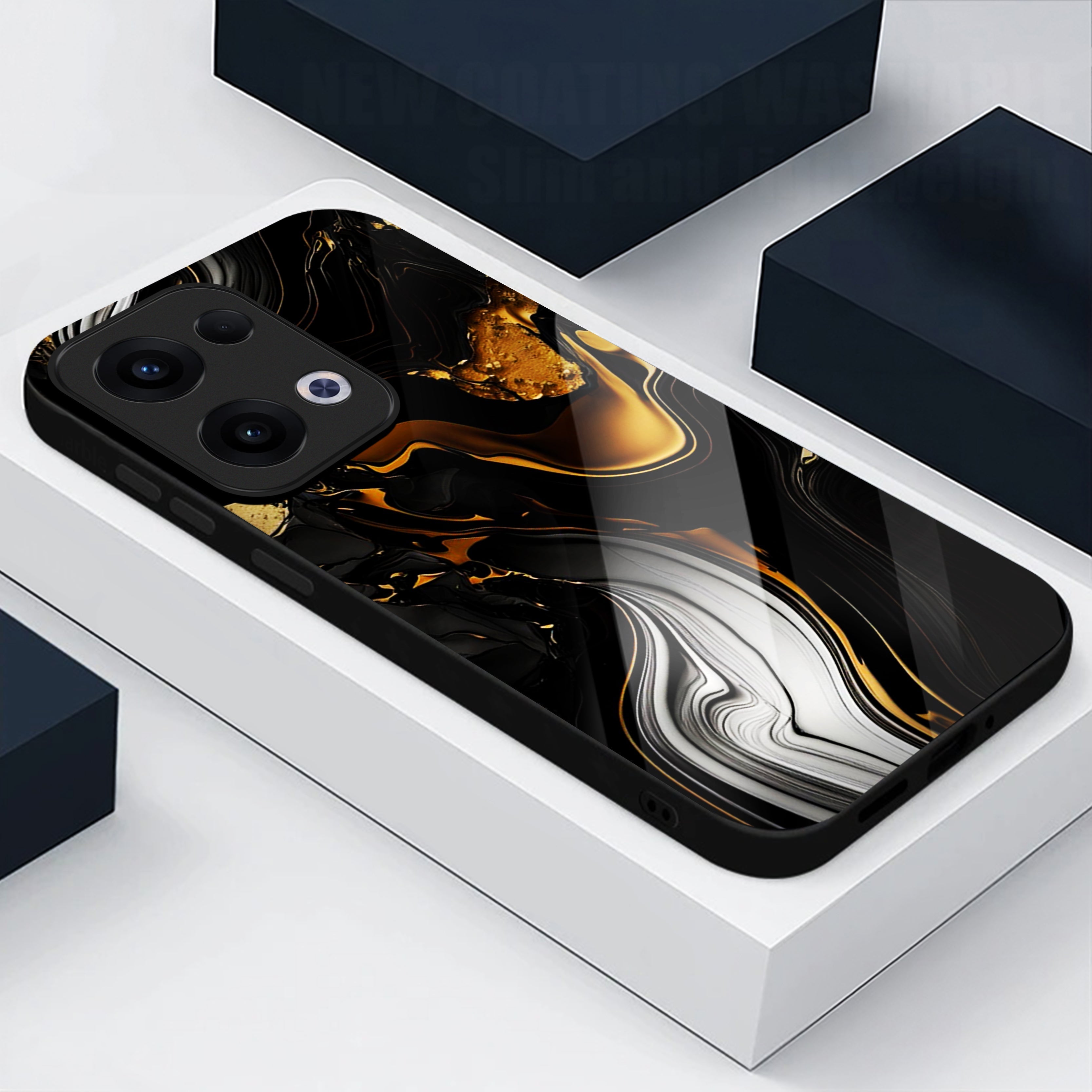 Oppo Reno 13 5G Premium Acrylic Shockproof Glass Back Case (Golden Dus ...